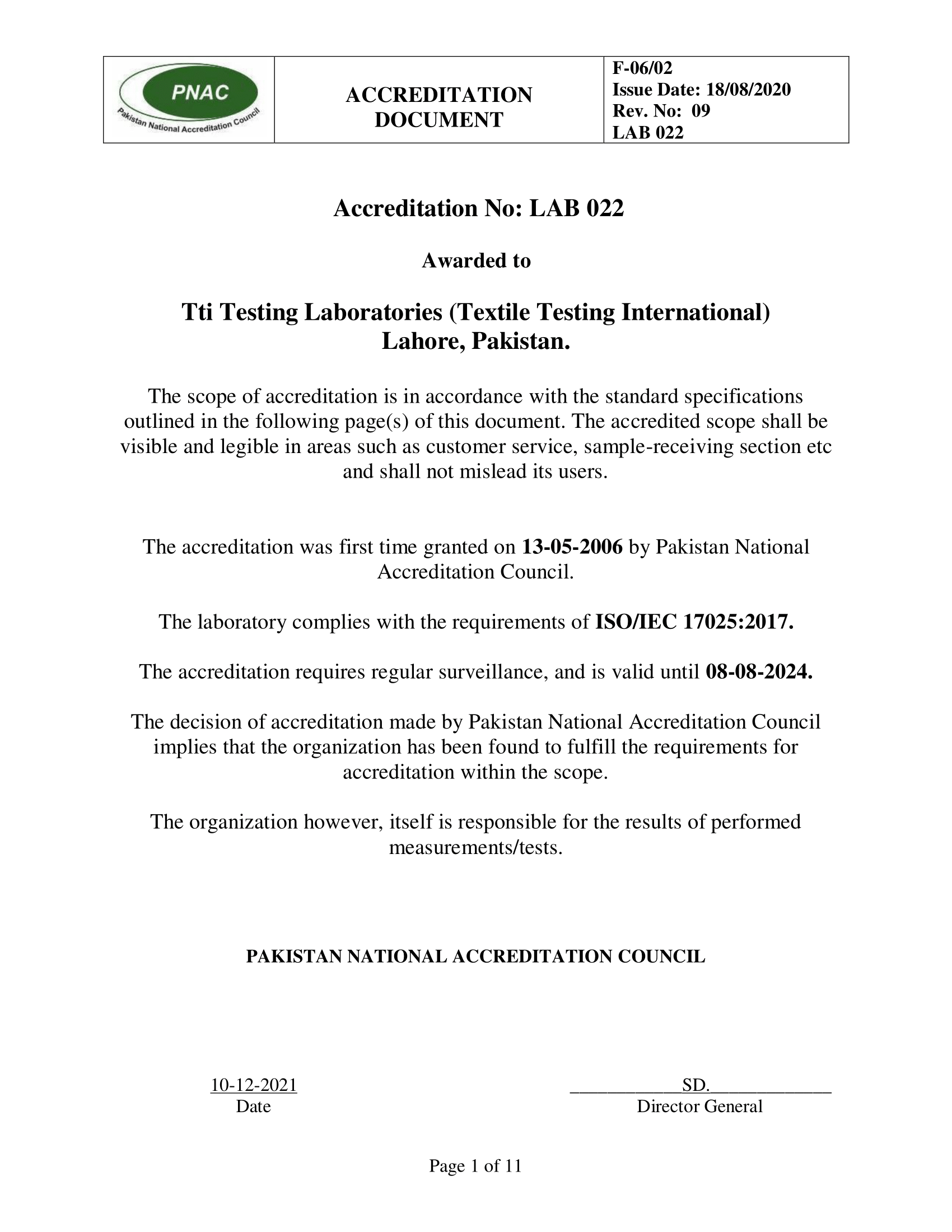 TTI Labs: Certification of Accreditations Laboratories